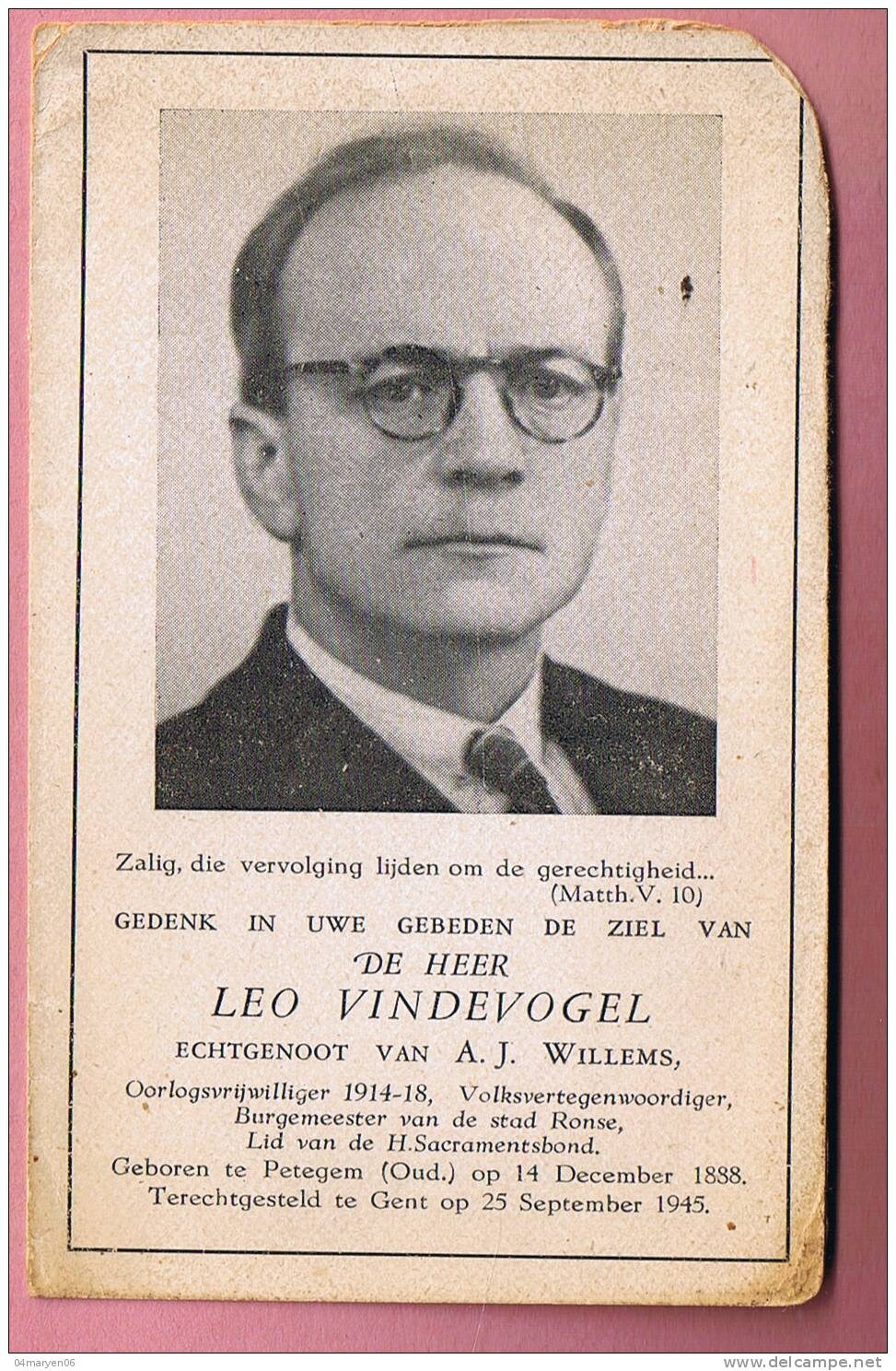 Leo Vindevogel, oorlogsburgemeester in Ronse, werd terechtgesteld, maar ...