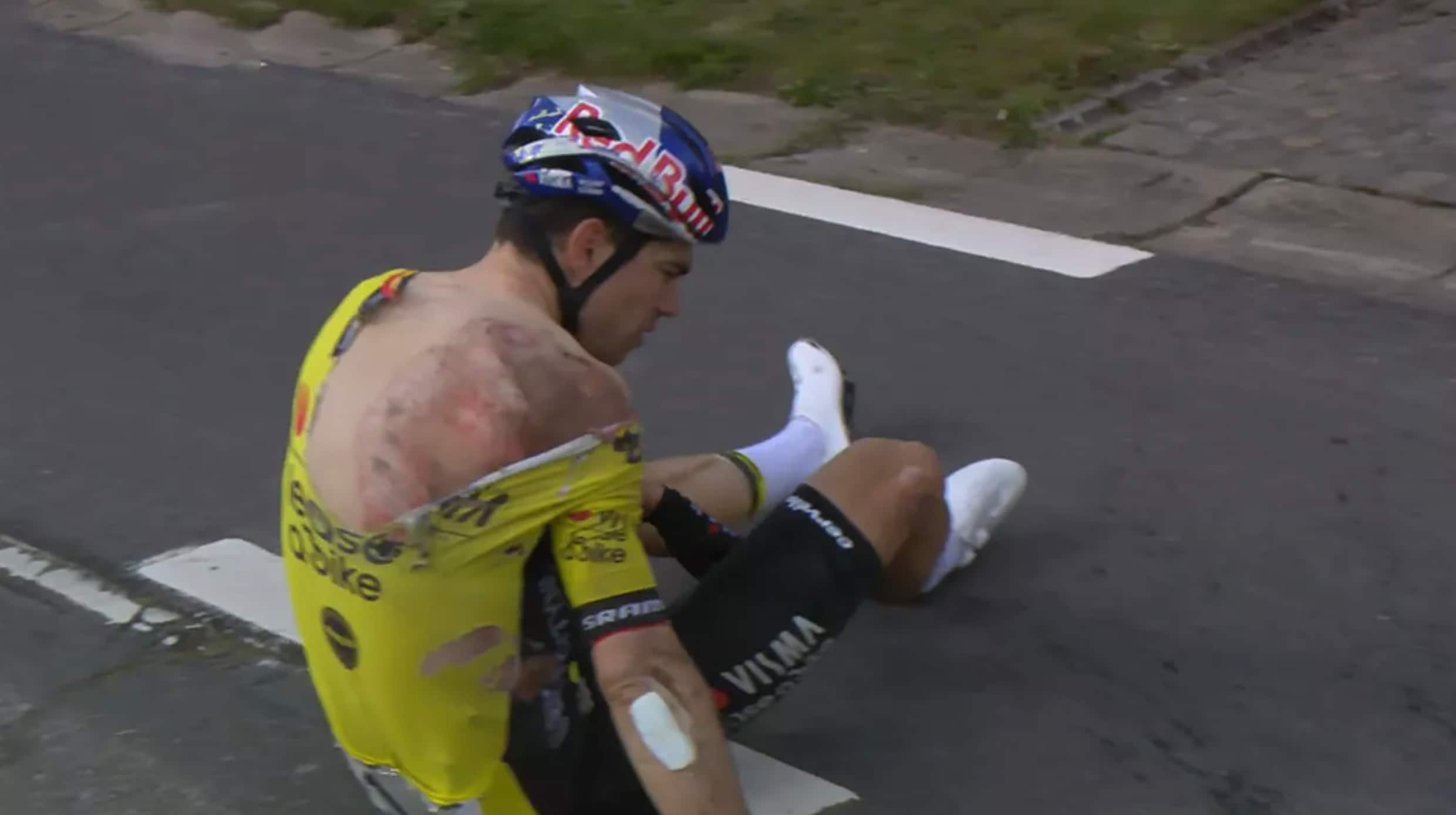 ‘De Giro halen lijkt mij zéér moeilijk’: zware val van Wout van Aert ...