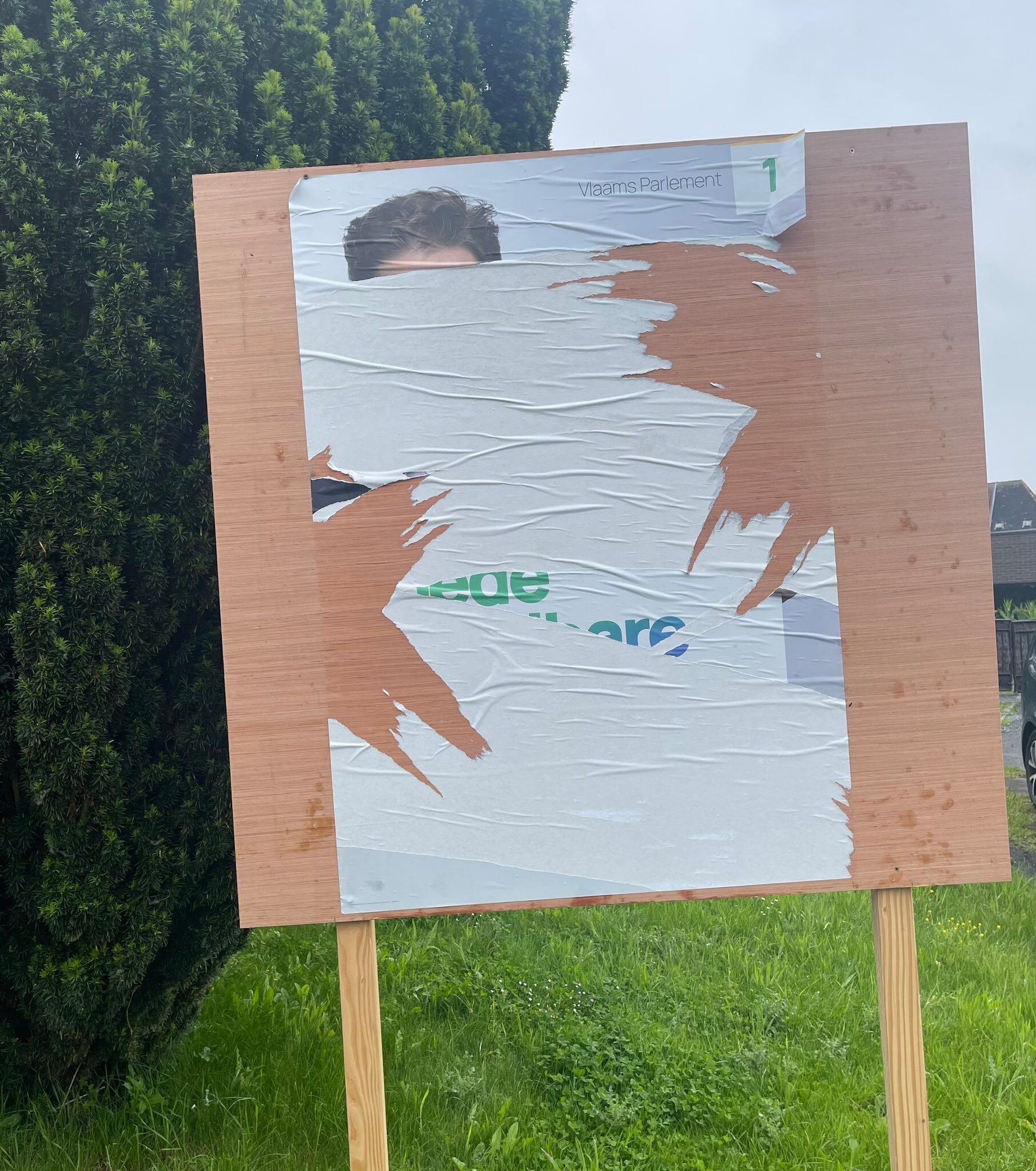 Affiche Jeremie Vaneeckhout (Groen) afgescheurd in eigen tuin: ‘Pure ...