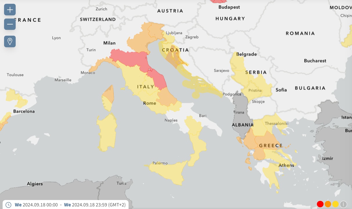 Italië kondigt code rood af voor depressie Boris: ‘Meer dan 200 mm ...