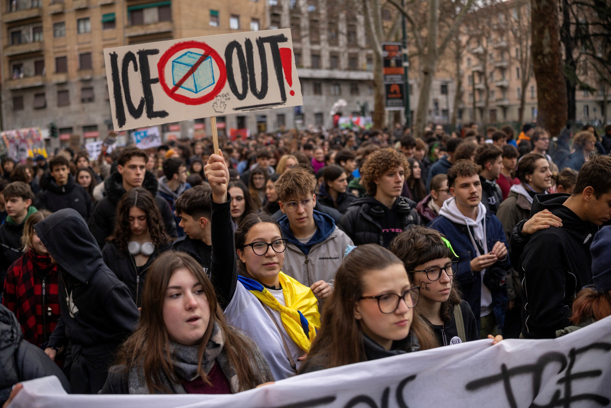 ‘ICE out’: protest in Milaan tegen aanwezigheid ICE bij Olympische ...