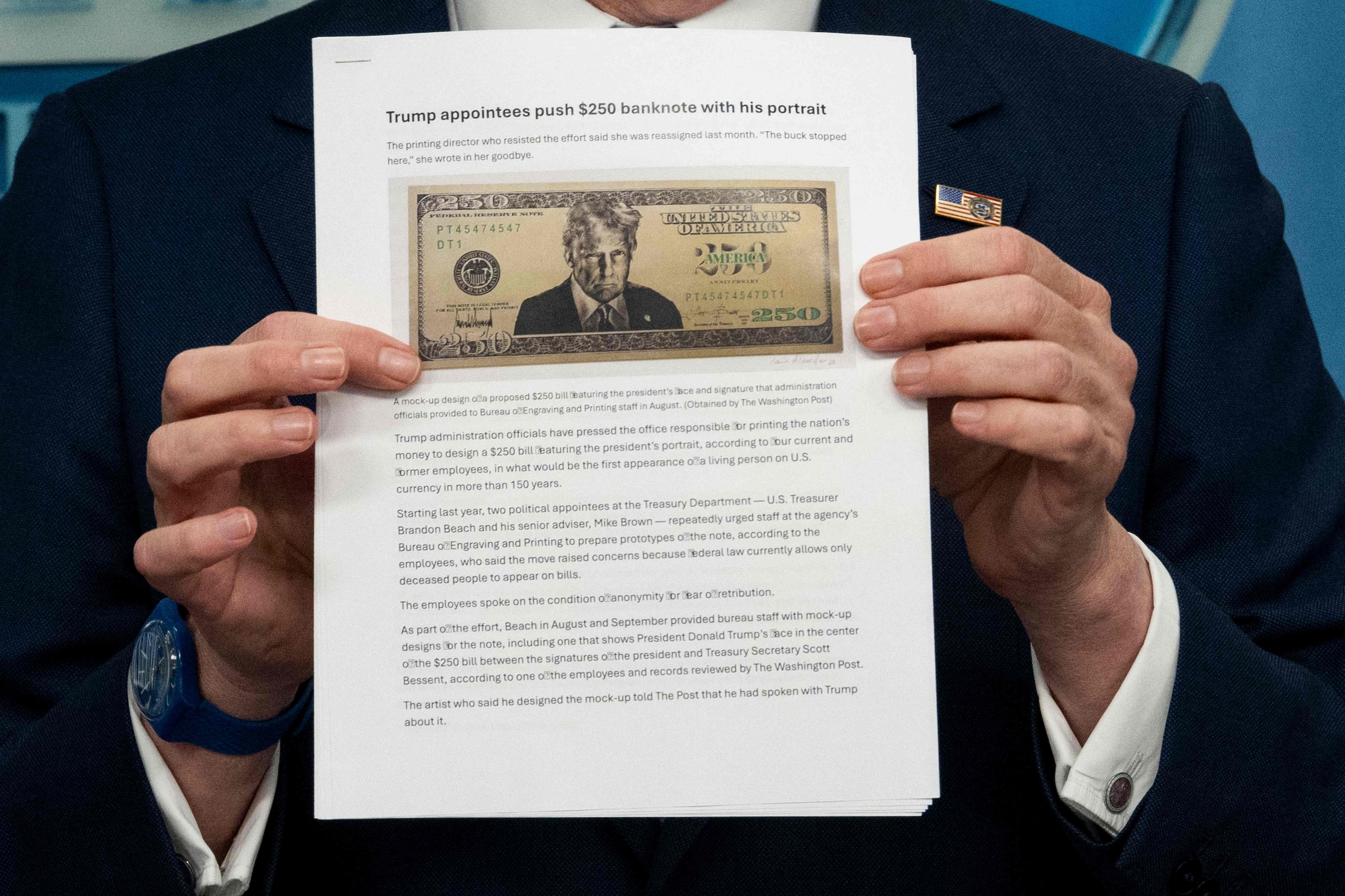 Amerikaanse schatkist bereidt nieuw biljet voor van 250 dollar met ...