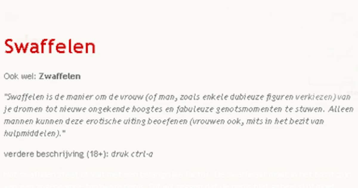 Swaffelen uitgeroepen tot woord van het jaar | De Morgen